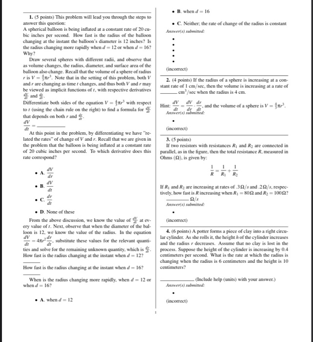 Solved C ode dowed Vs . B. when d 16 1. (5 points) This | Chegg.com