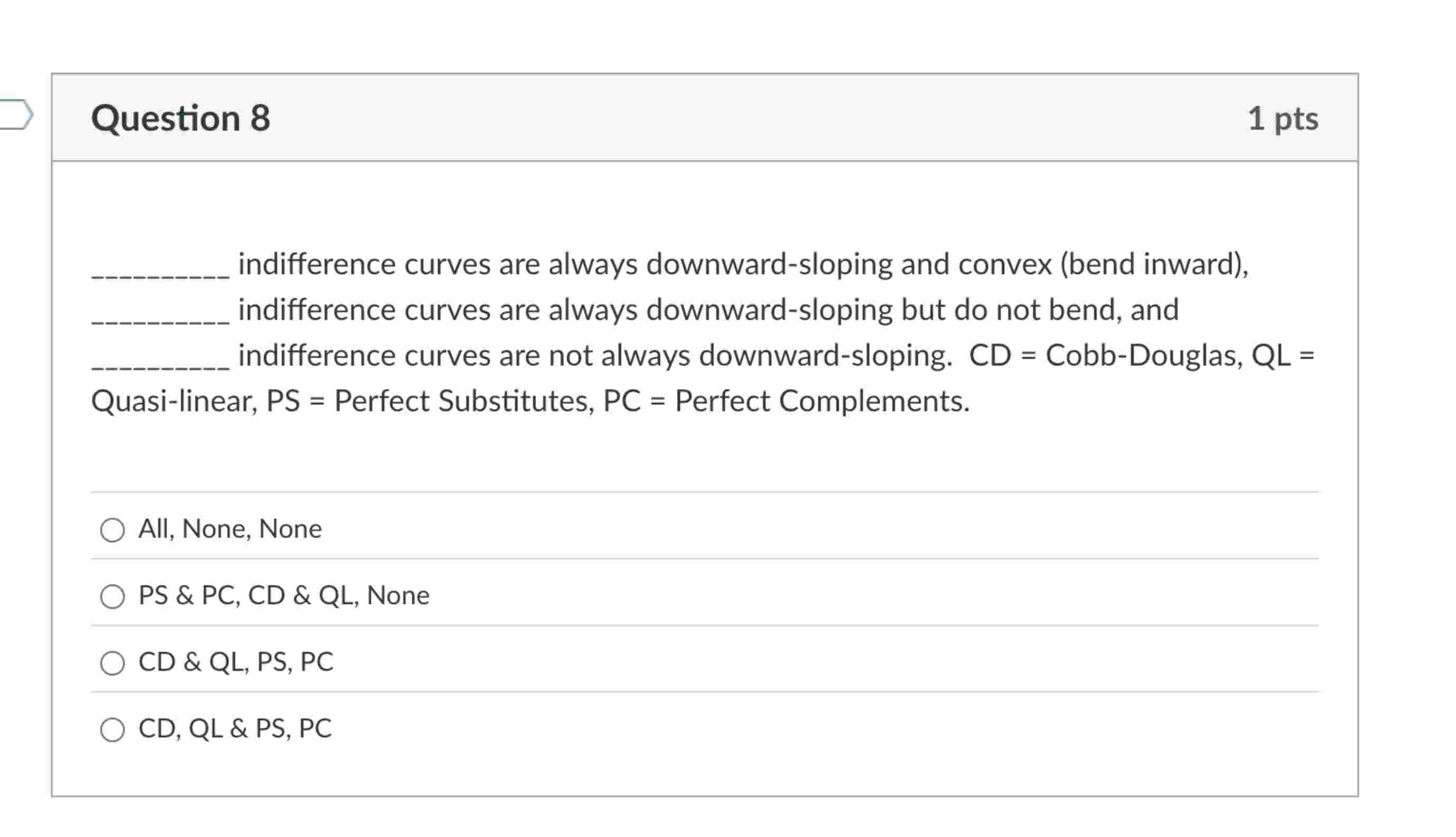 Solved Question 8 ﻿indifference curves are always | Chegg.com