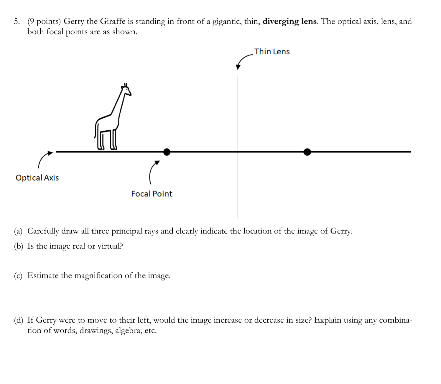 Solved (9 ﻿points) ﻿Gerry the Giraffe is standing in front | Chegg.com