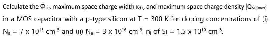 Solved Calculate the ΦFP, maximum space charge width xdT, | Chegg.com