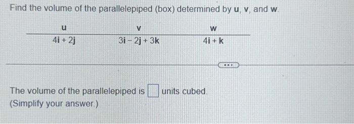 Solved Find the volume of the parallelepiped (box) | Chegg.com