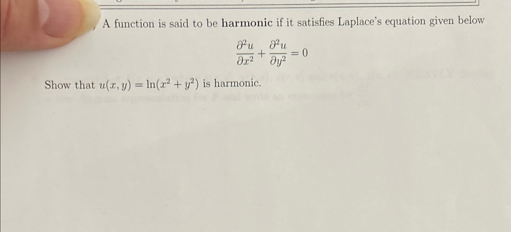 Solved A function is said to be harmonic if it satisfies | Chegg.com