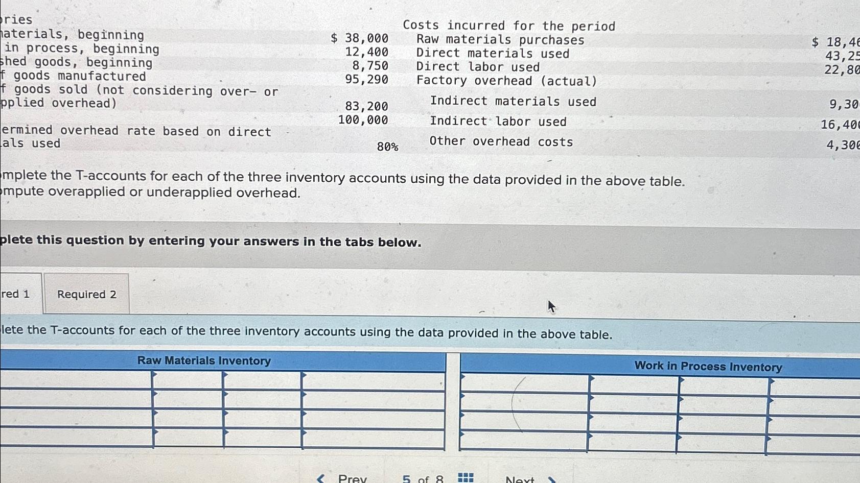 table[[ries,,Costs incurred for the | Chegg.com