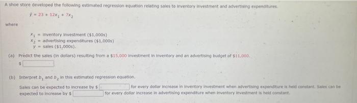 Solved estimated regression equation for a model involving | Chegg.com