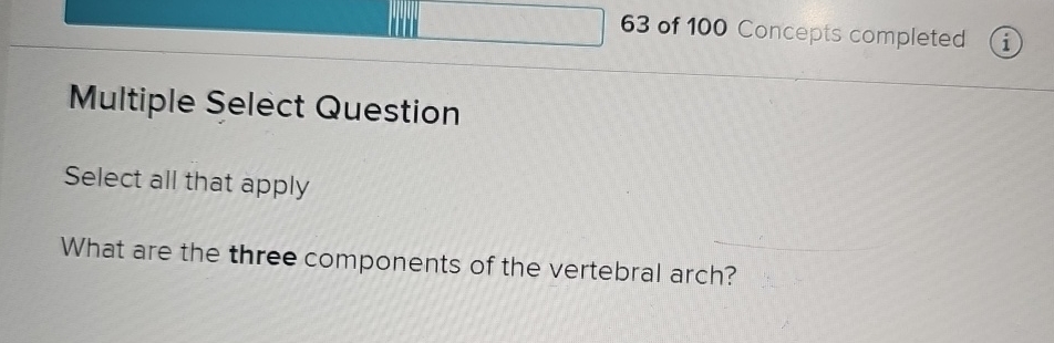 Solved 63 ﻿of 100Concepts completedMultiple Select | Chegg.com