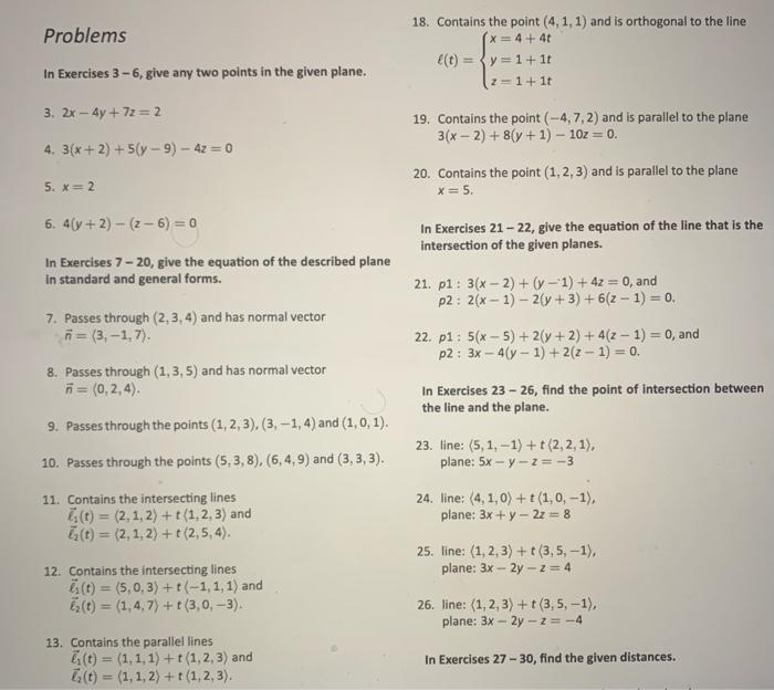 Solved Problems In Exercises 3-6, give any two points in the | Chegg.com