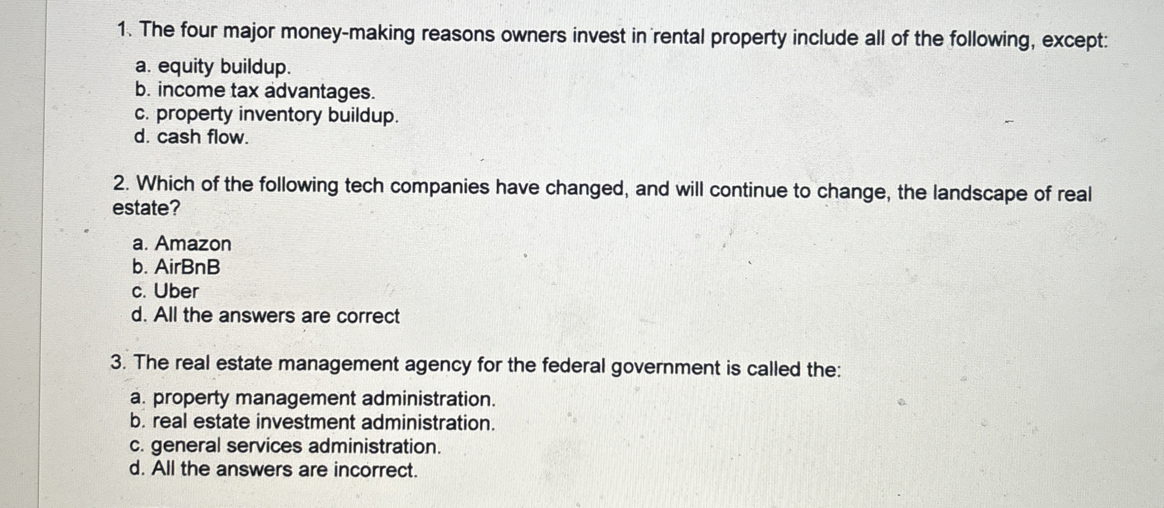 Solved The four major money-making reasons owners invest in | Chegg.com