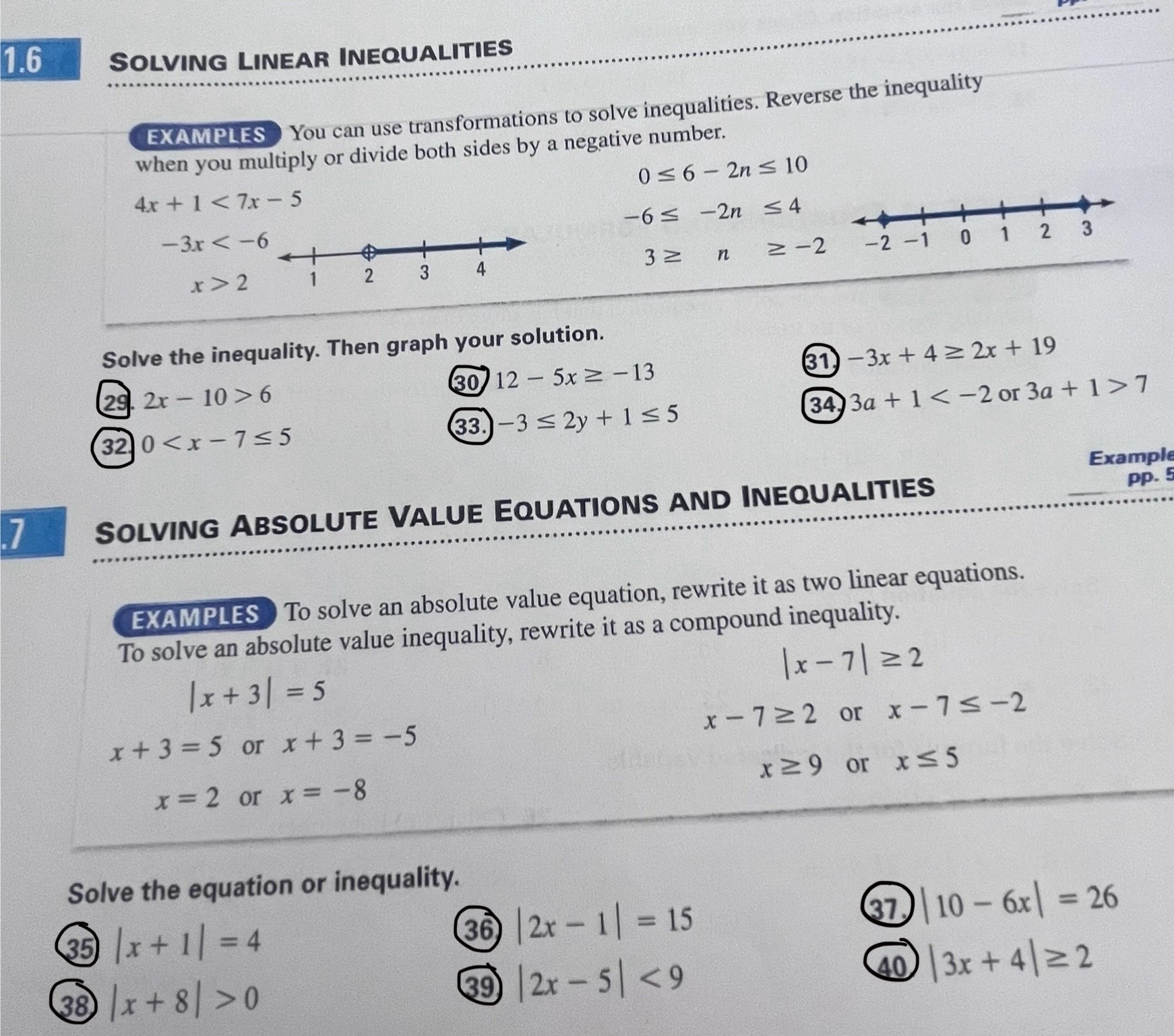 Solved SOLVING LINEAR INEQUALITIES. SOLVE CIRCLED PROBLEMS | Chegg.com Solved SOLVING LINEAR INEQUALITIES. SOLVE CIRCLED PROBLEMS | Chegg.com