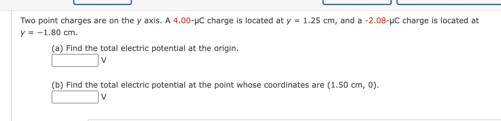 Solved Two point charges are on the y ﻿axis. A 4.00-μC | Chegg.com
