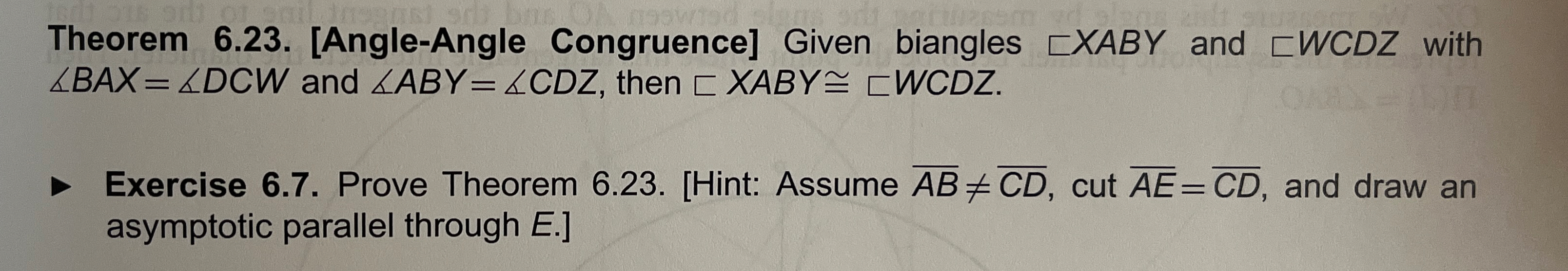 Theorem 6.23. [Angle-Angle Congruence] ﻿Given | Chegg.com