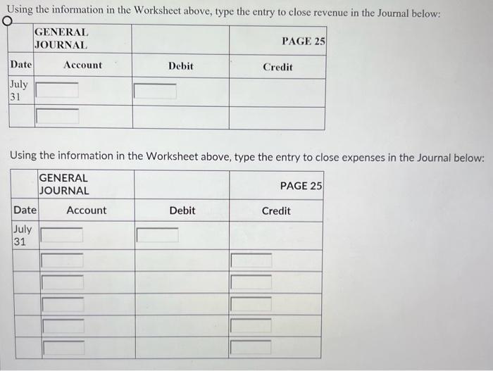 Solved Using the information in the Worksheet above, type | Chegg.com