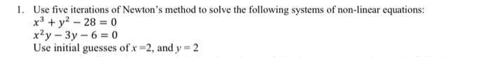 Solved Use five iterations of Newton's method to solve the | Chegg.com