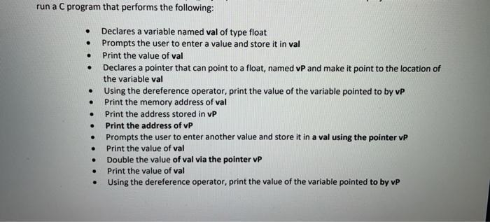 Solved run a C program that performs the following: . . | Chegg.com