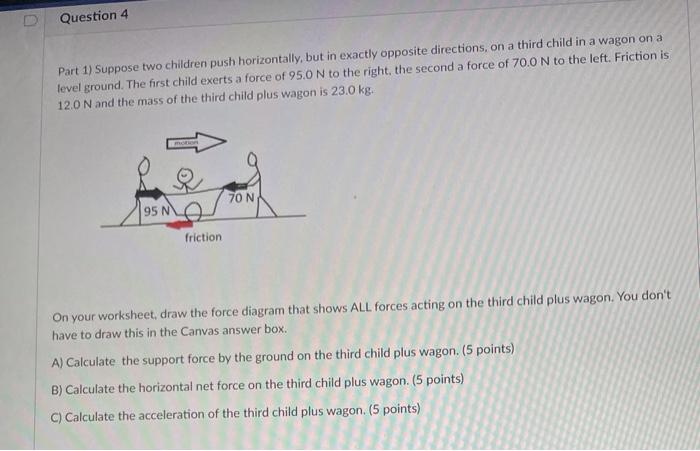 Solved Question 4 Part 1) Suppose two children push | Chegg.com