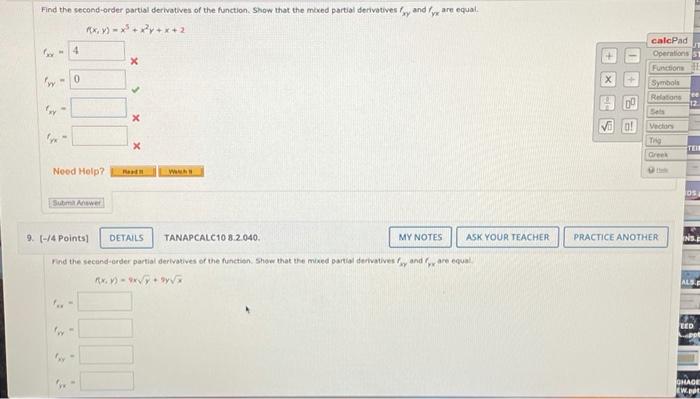 Solved Find the second-order partial derivatives of the | Chegg.com
