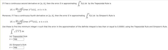 Solved If f has a continuous second derivative on [a,b], | Chegg.com