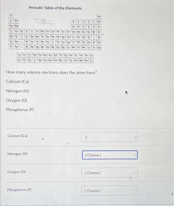 Solved Periodic Table of the Elements How many valence | Chegg.com