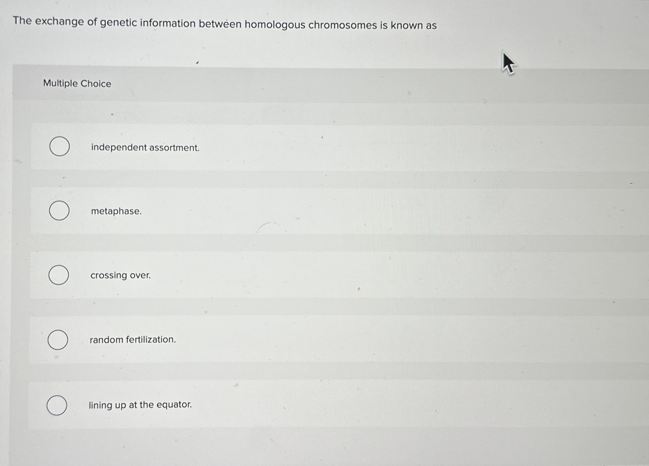 Solved The exchange of genetic information between | Chegg.com