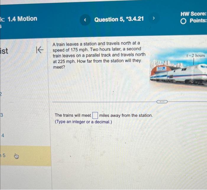 Solved A train leaves a station and travels north at a speed | Chegg.com