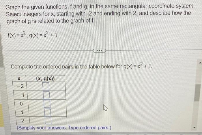 Solved Graph the given functions, f and g, in the same | Chegg.com
