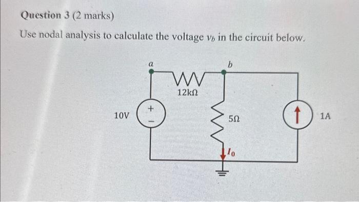 Solved Use nodal analysis to calculate the voltage vb in the | Chegg.com