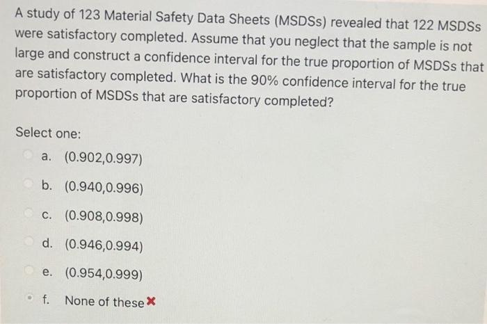 Solved A study of 123 Material Safety Data Sheets (MSDSs) | Chegg.com