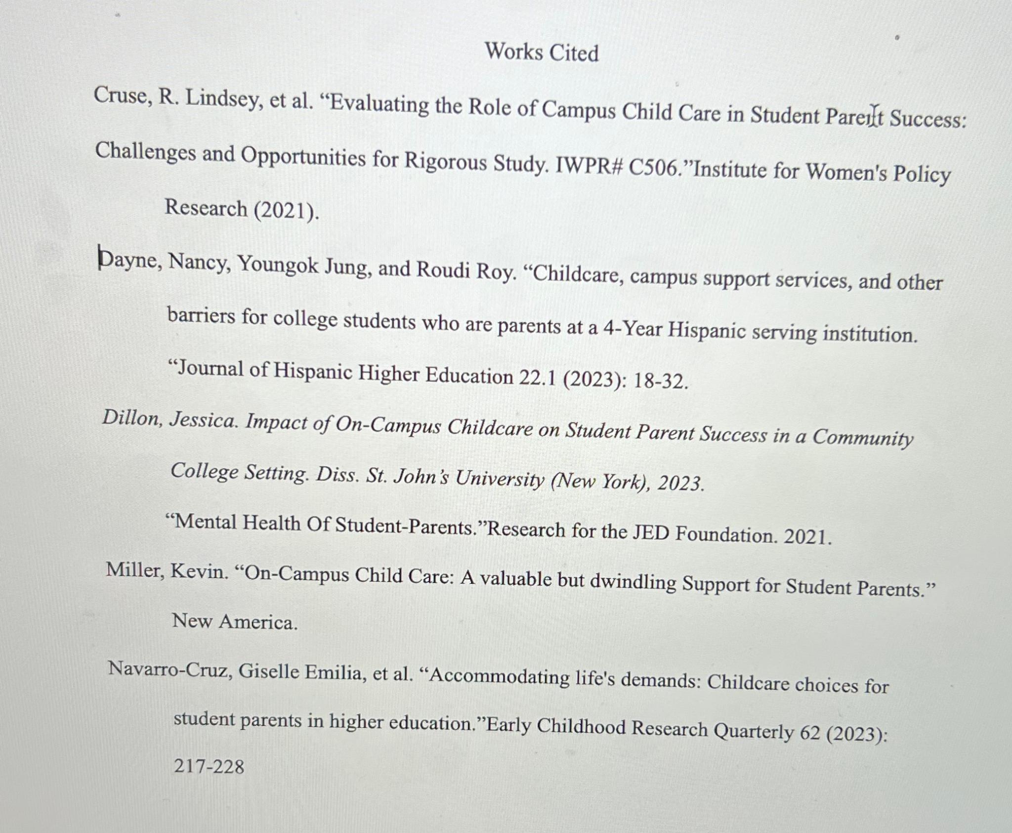 Solved can you fix my work cited for me? ﻿I thought it was | Chegg.com