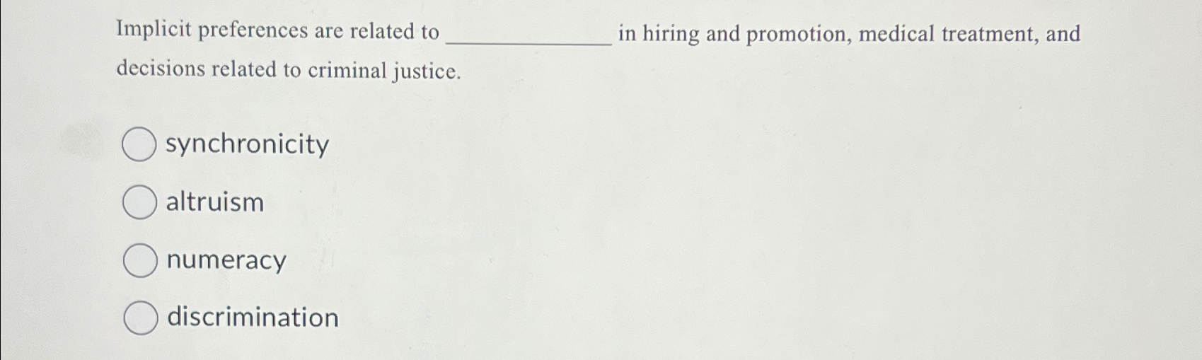 Solved Implicit preferences are related to in hiring and | Chegg.com