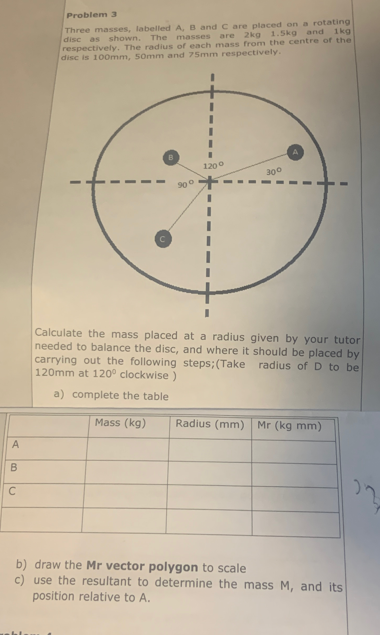Solved Problem 3Three masses, labelled A, ﻿B and C are | Chegg.com