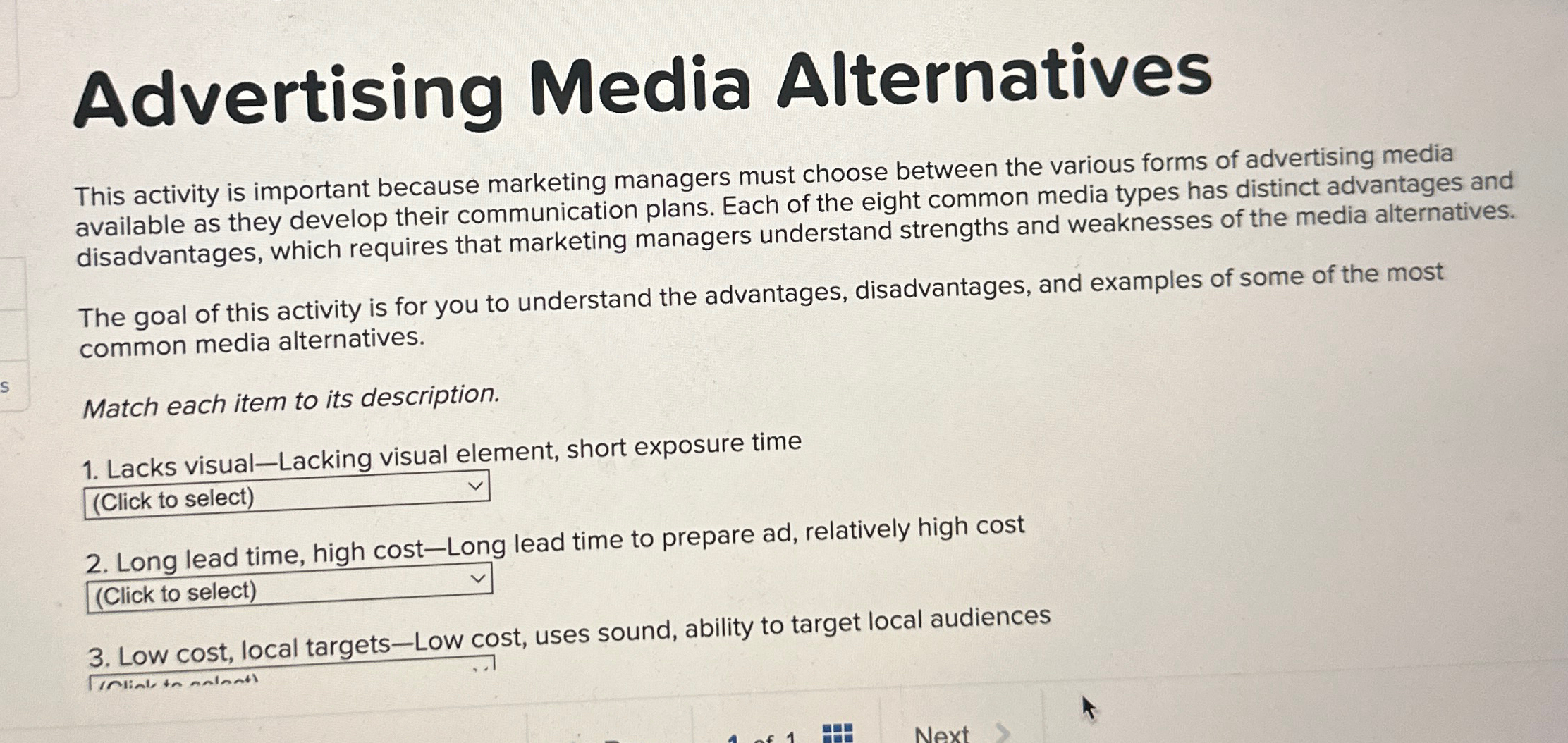 Solved Advertising Media AlternativesThis activity is | Chegg.com