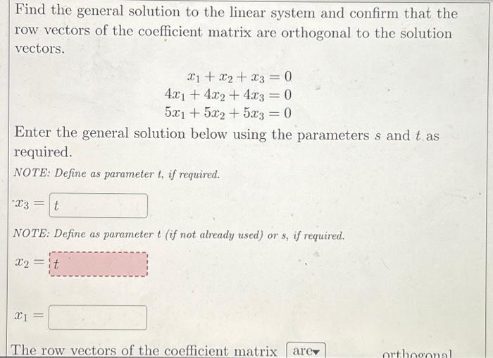 Solved Find the general solution to the linear system and | Chegg.com