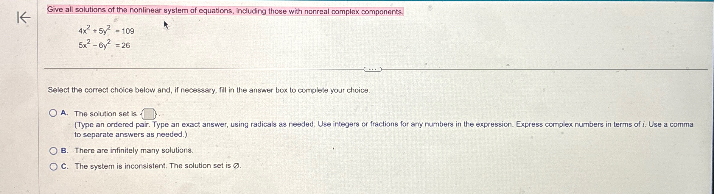 Solved Give All Solutions Of The Nonlinear System Of
