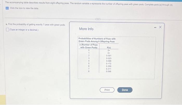 Solved a) find the probability of getting exactly 7 peas | Chegg.com