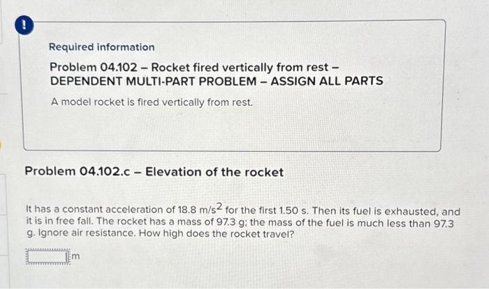 Solved Required information Problem 04.102 - Rocket fired | Chegg.com