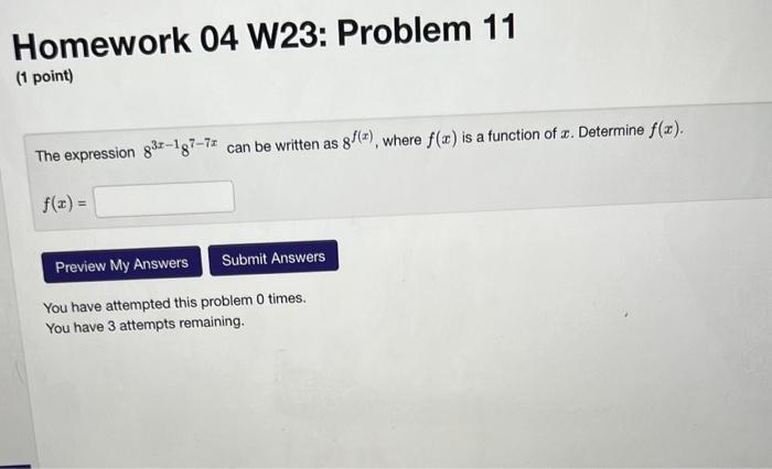 Solved Homework 04 W23: Problem 11 (1 point) The expression | Chegg.com