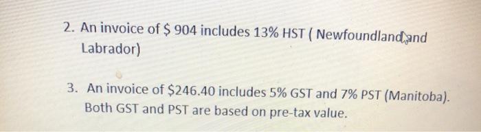2. An invoice of $ 904 includes 13% HST ( | Chegg.com