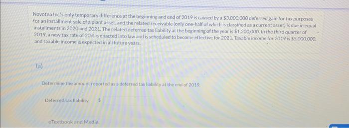 Solved Novotna Inc's only temporary difference at the | Chegg.com