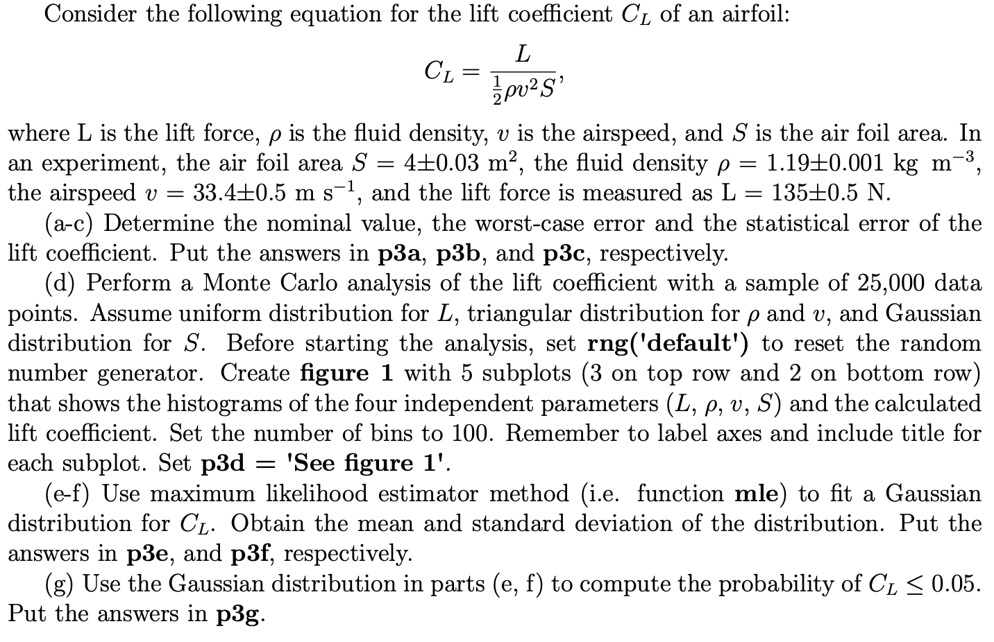 Solved Consider the following equation for the lift | Chegg.com
