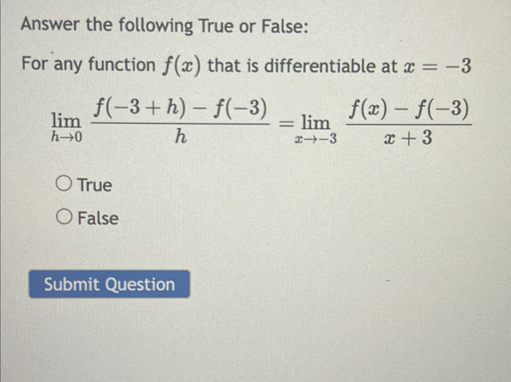 Solved Answer the following True or False:For any function | Chegg.com