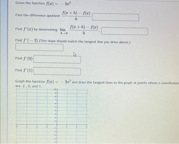Solved Given the function f(x)=−2x2 Find the difference | Chegg.com
