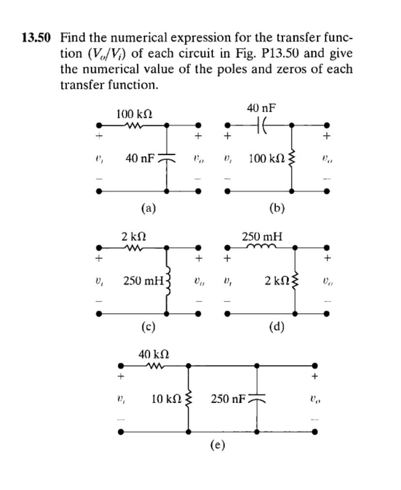 Solved 13.50 Find the numerical expression for the transfer | Chegg.com