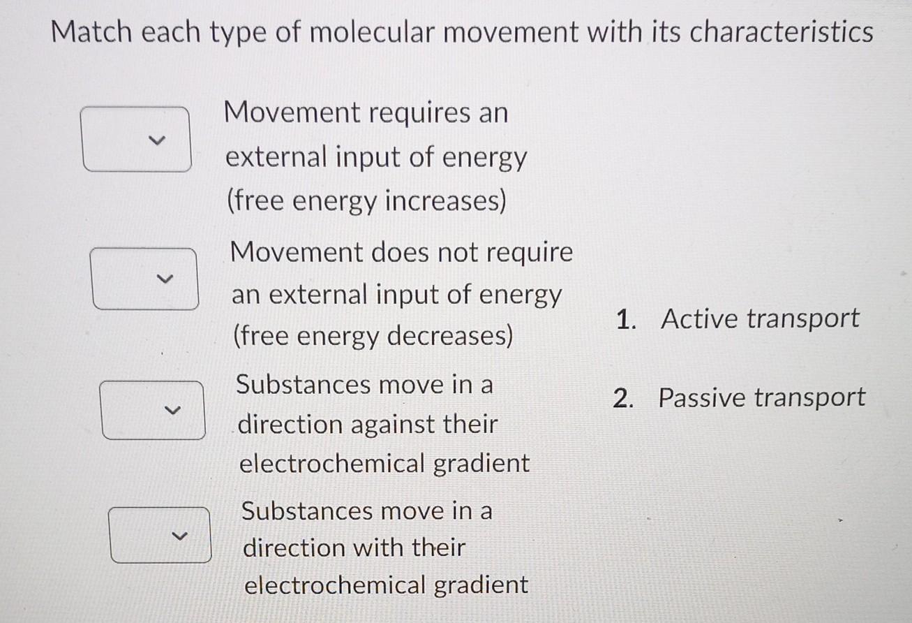 Solved Match each type of molecular movement with its | Chegg.com