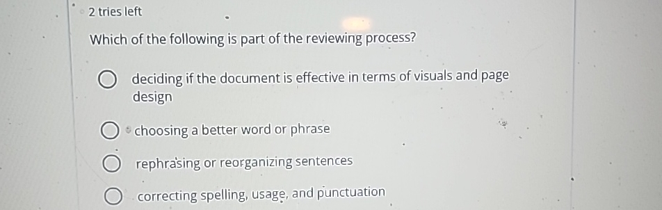 Solved 2 ﻿tries leftWhich of the following is part of the | Chegg.com