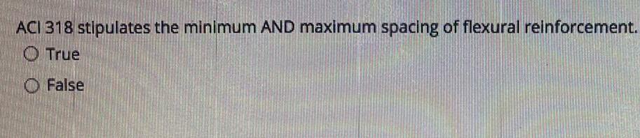 Solved ACI 318 stipulates the minimum AND maximum spacing of | Chegg.com