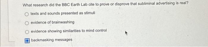 What research did the BBC Earth Lab cite to prove or | Chegg.com