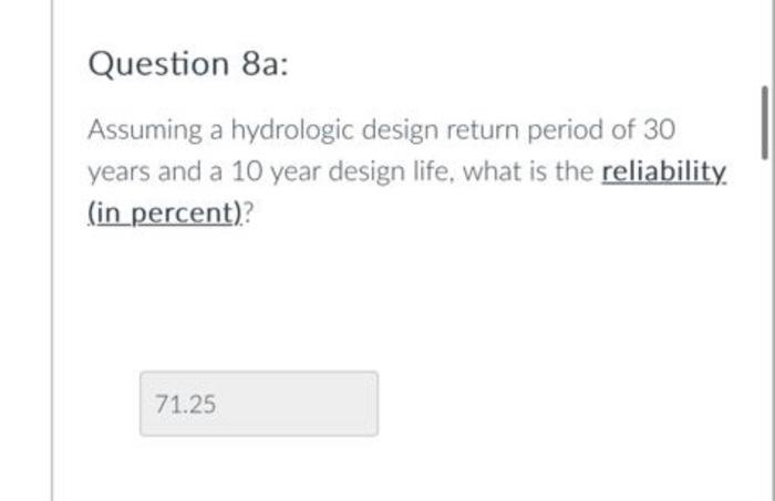 Solved Question 8a: Assuming a hydrologic design return | Chegg.com