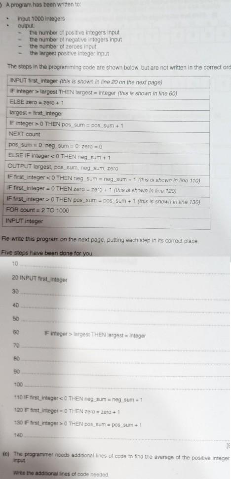 Solved A program has been written to: - input 1000 integers | Chegg.com