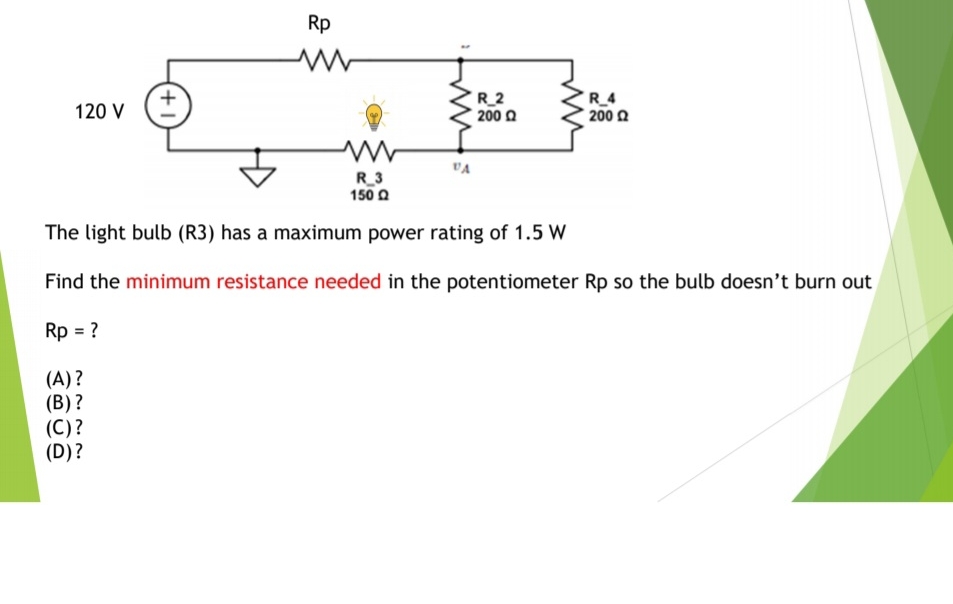 Solved The light bulb (R3) ﻿has a maximum power rating of | Chegg.com