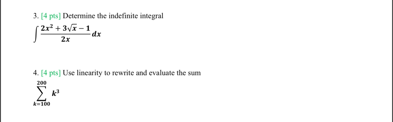 Solved [4 ﻿pts] ﻿Determine the indefinite | Chegg.com