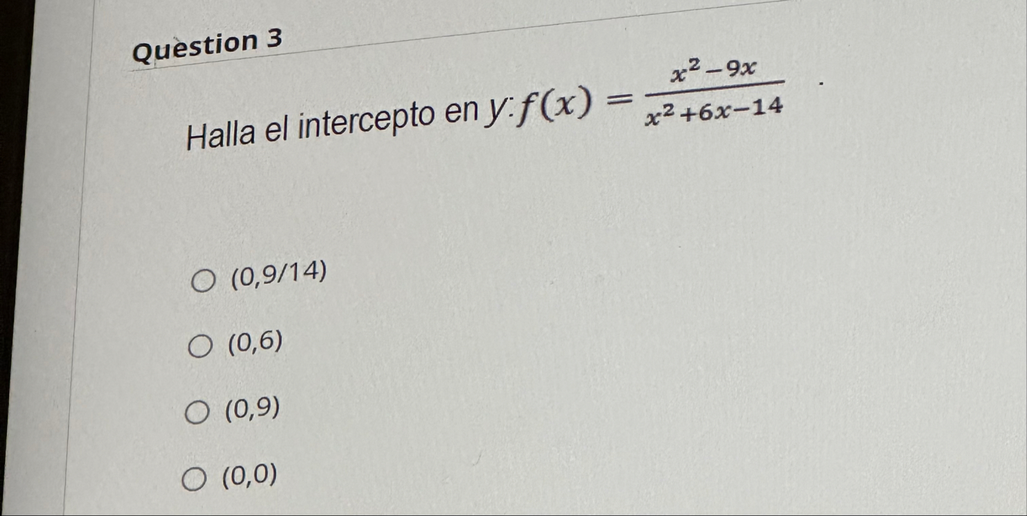 Solved Question 3Halla el intercepto en | Chegg.com